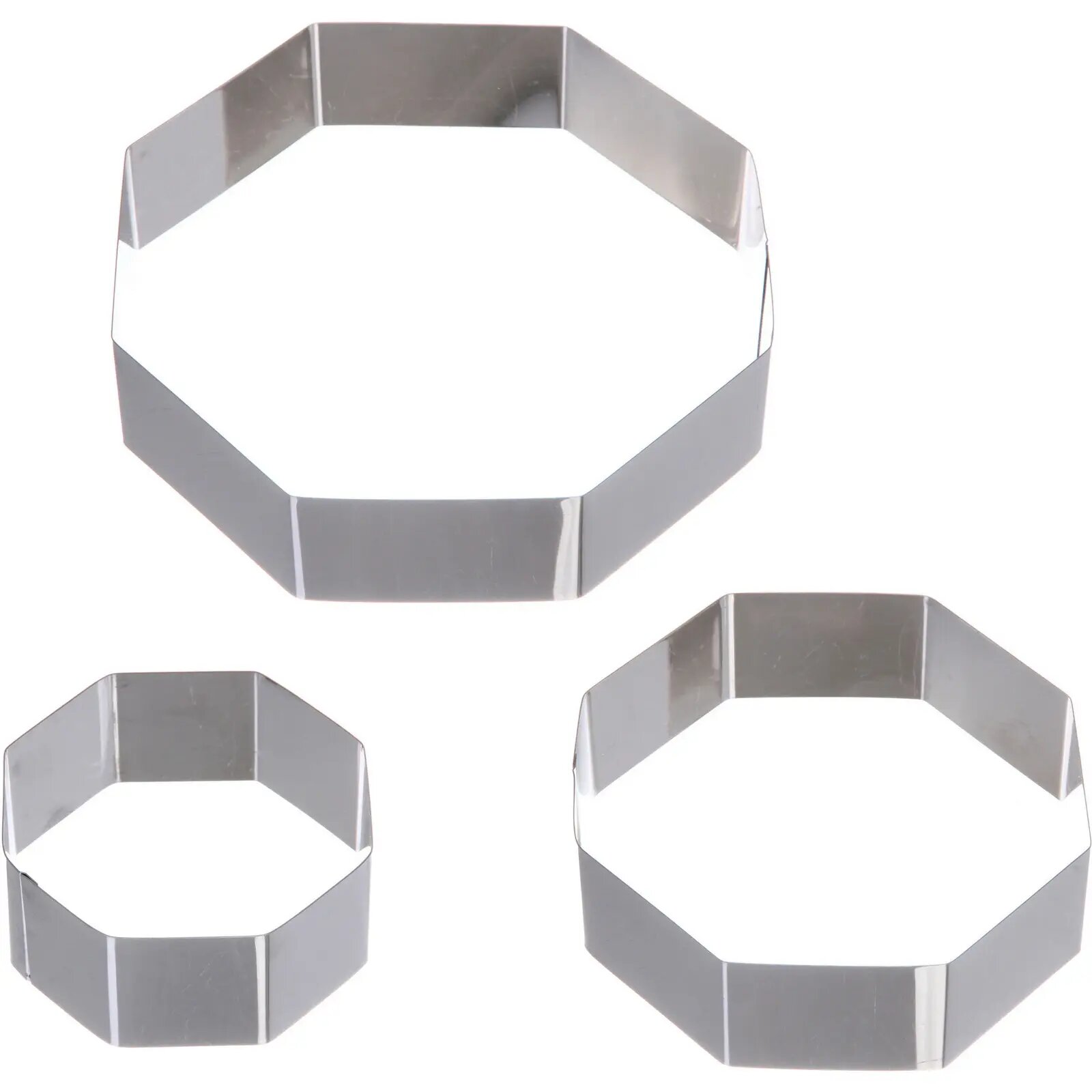Набор форм для выпечки «Многогранник», металл, 3 шт, 20/15/10 см, восьмиугольная форма