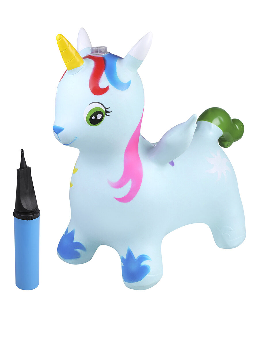 Moby Kids Животное-прыгун Единорог голубой с крыльями 803625 с 3 лет