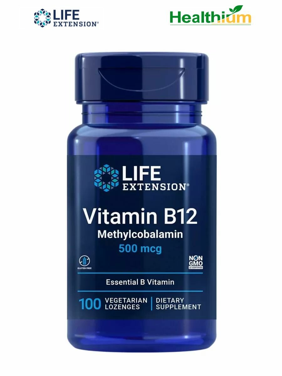 Life Extension Vitamin B12 Methylcobalamin 500 мкг 100 пастилок Витамин B12 метилкобаламин