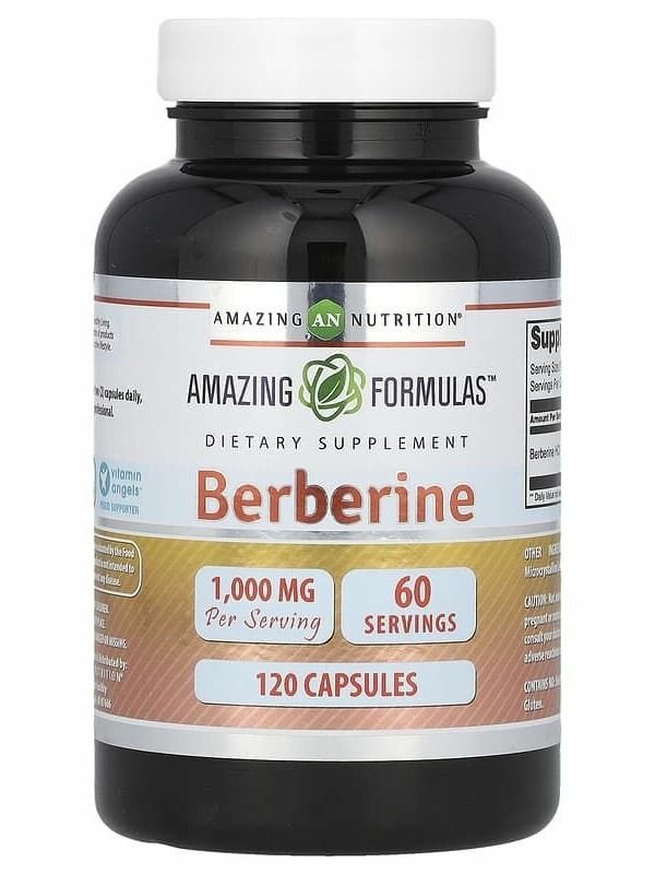 Берберин, 1000 мг, 120 капсул (500 мг в 1 капсуле), Amazing Nutrition, США