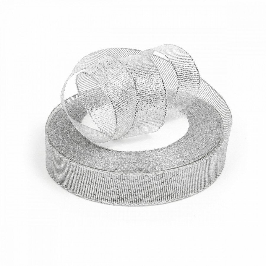 Лента парча 20мм в инд. упаковке цв. серебро Magic4Hobby рол. 22,85м (+-1м)