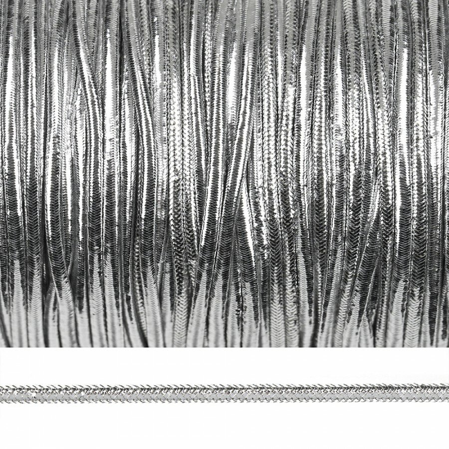 Резинка TBY шляпная (шнур круглый) цв. серебро 2,0мм боб.100м