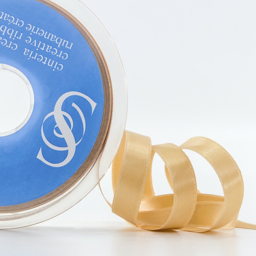 Лента атласная двусторонняя SAFISA, 11 мм, 25 м, цвет 63, бежевый