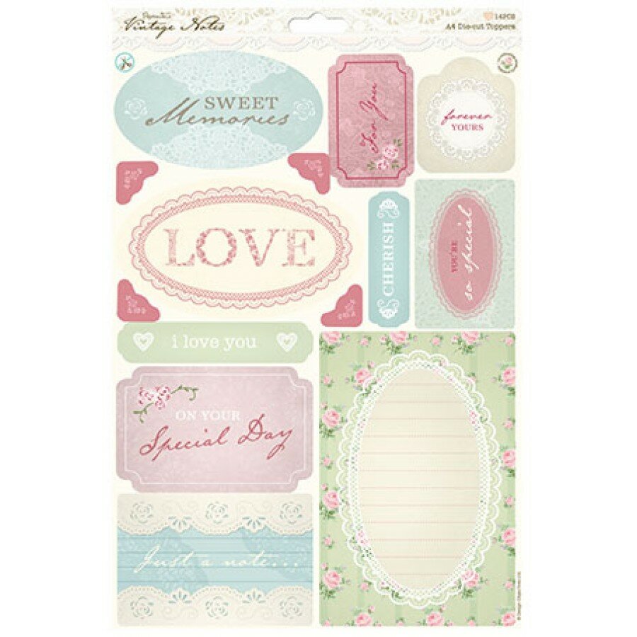 Набор бумаги с высечкой Пожелания Vintage Notes А4 (21,0 х 29,7 см) DOCRAFTS PMA157177