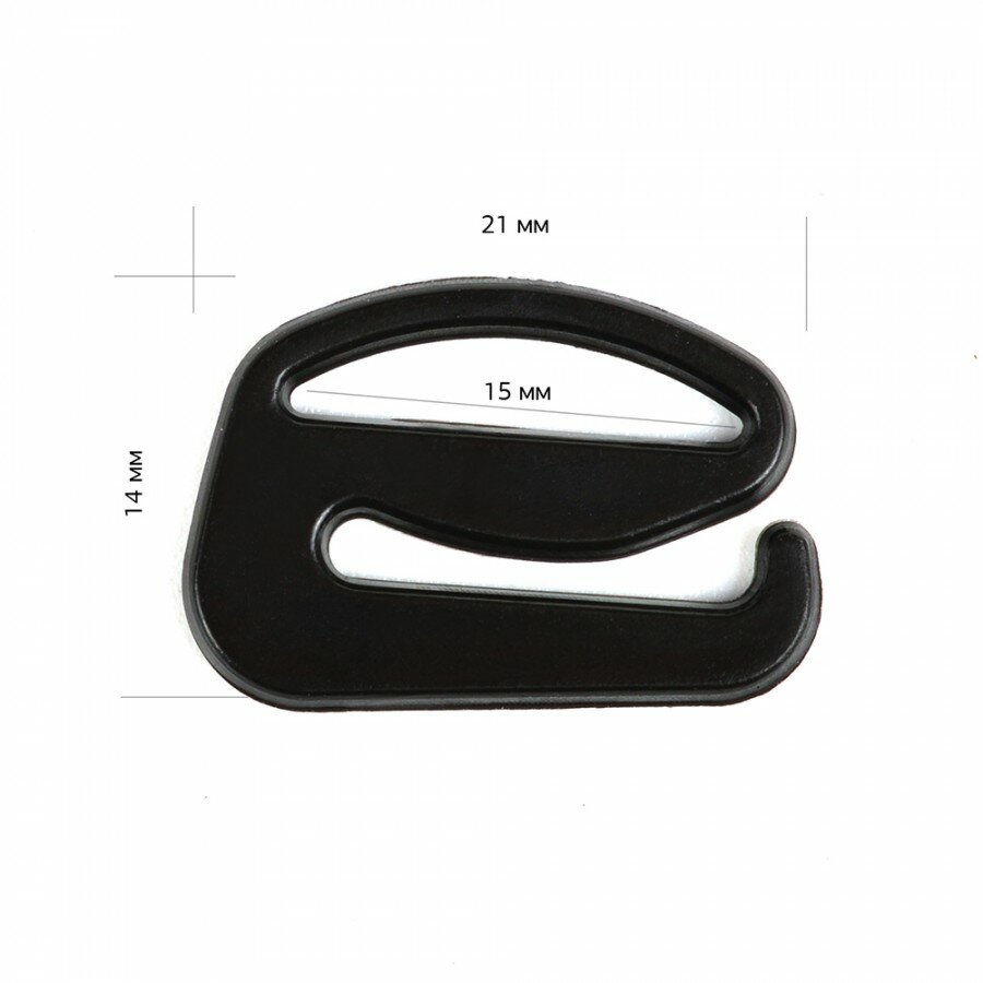 Крючок для бюстгальтера пластик TBY-82643 d15мм, цв. черный, уп.100шт