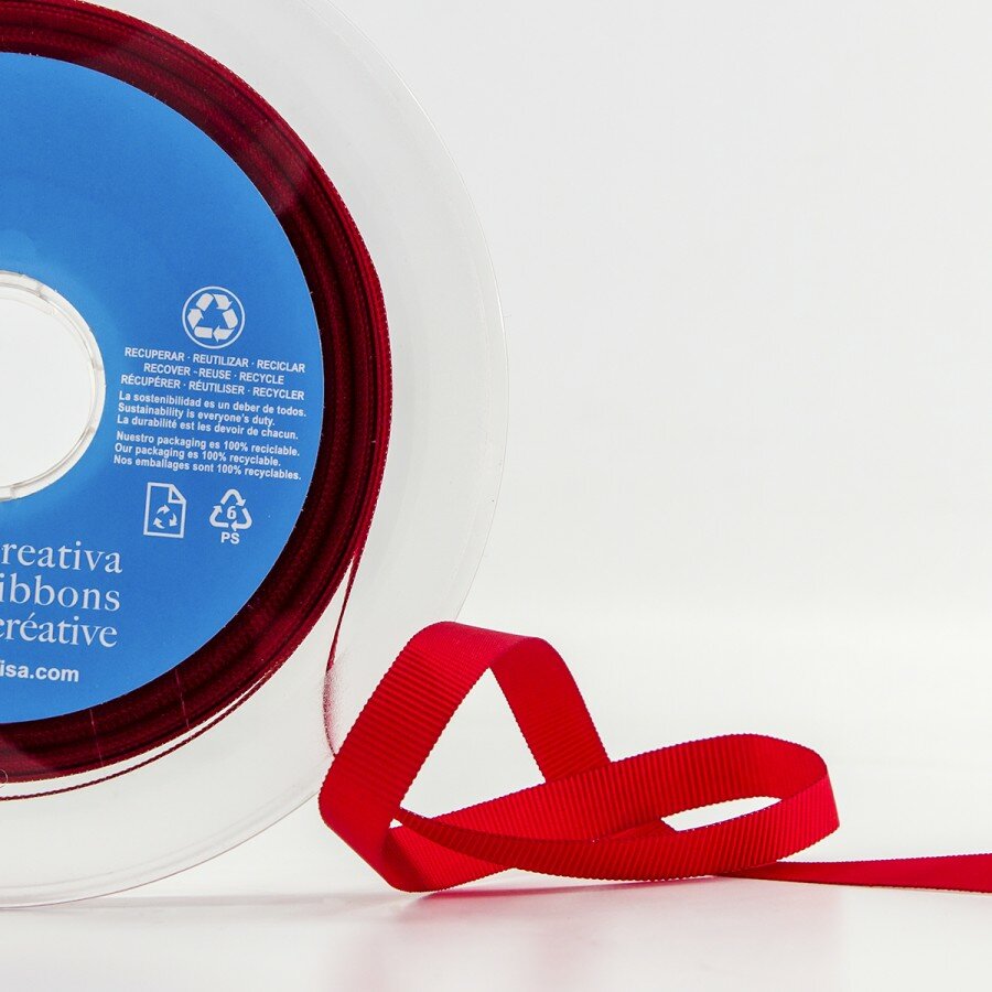 Лента репсовая SAFISA, 10 мм, 25 м, цвет 14 красный