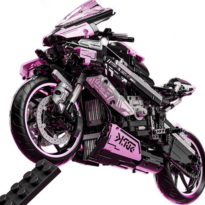 Совместим с Lego блоками, розовые блоки, модель мотоцикла BMW, технология, модная игрушка для сборки, обучающая игрушка-машина
