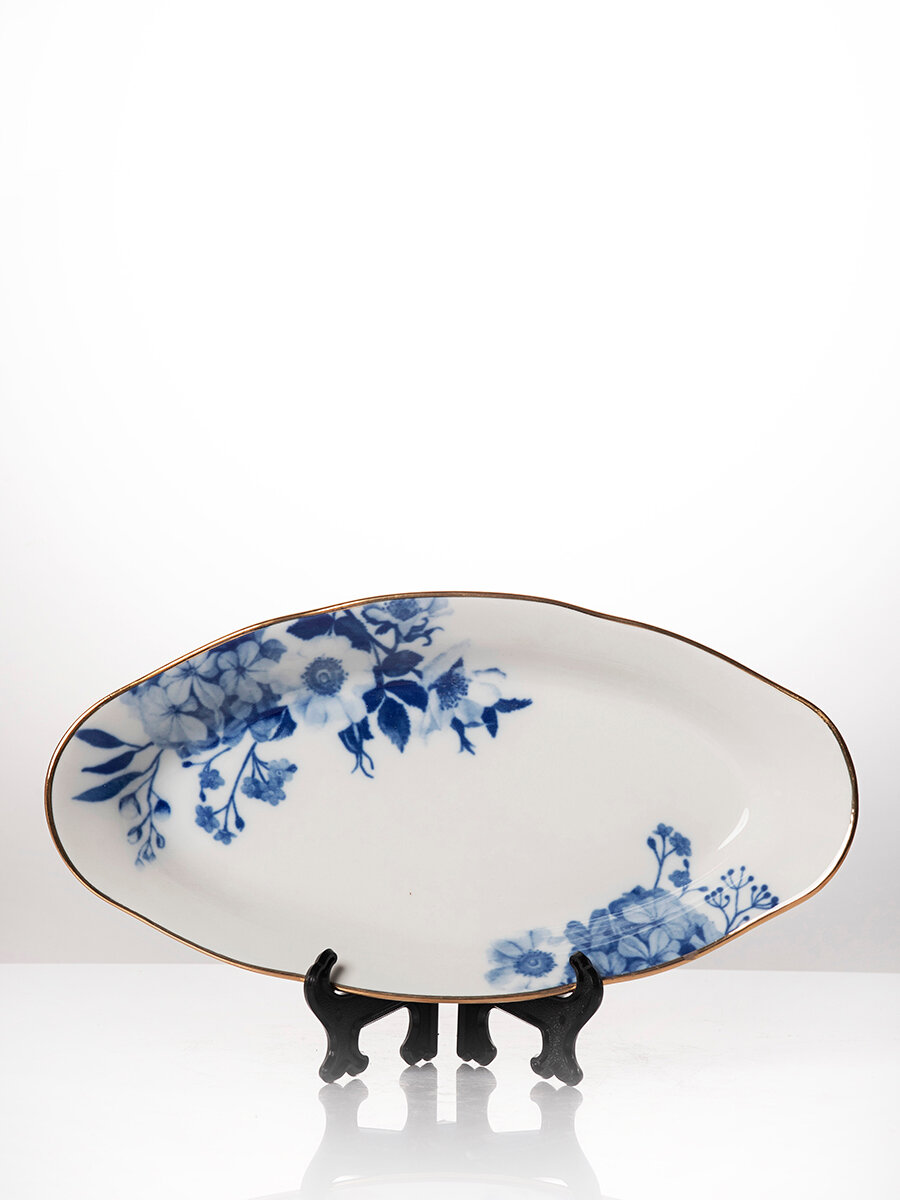 Блюдо селедочница фарфоровое 250 мм Добруш "Вдохновение" заводной край ф. Идиллия