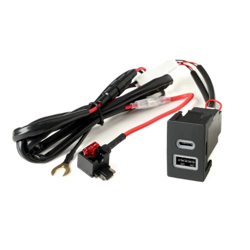 1 шт, быстрое автомобильное зарядное устройство, двойной USB QC3.0 Type C, интерфейсная розетка PD, адаптер для быстрой зарядки телефона, кнопка для Honda CRV Civic URV