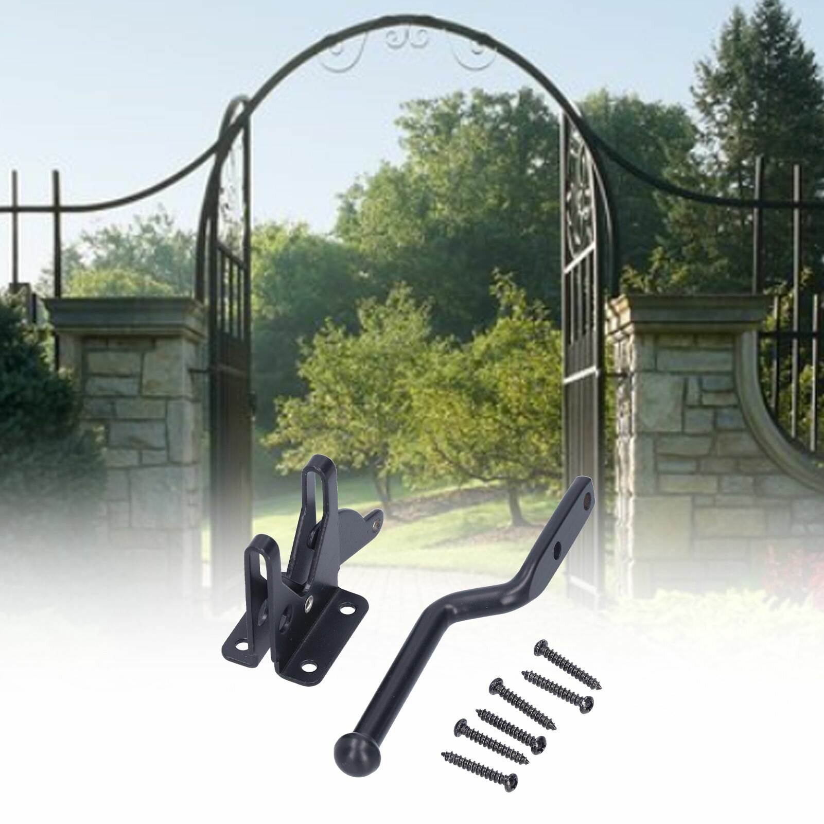 Дверная защелка из углеродистой стали для ворот, дверей, гаражей, сараев и раздвижных дверей — с винтами и стержнем