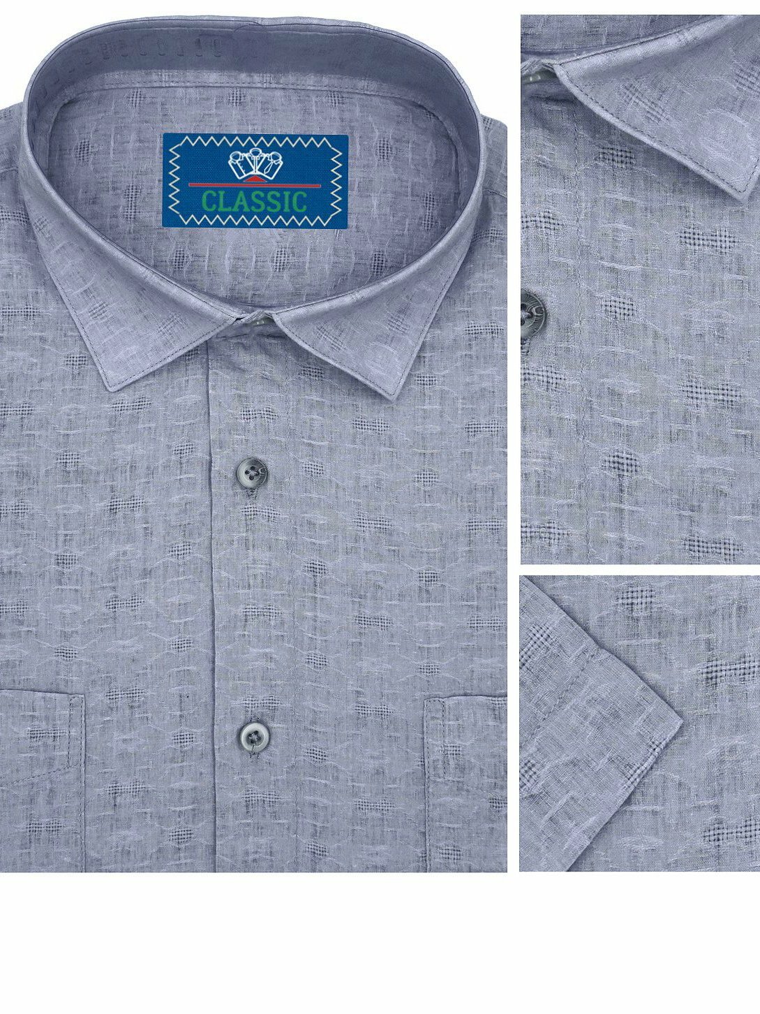 Рубашка Рубашка мужская с коротким рукавом, прямая классическая, сорочка, на пуговицах, рубаха на любой сезон, стильный фасон одежды, серая, однотонная, с карманами, на любой сезон и на лето