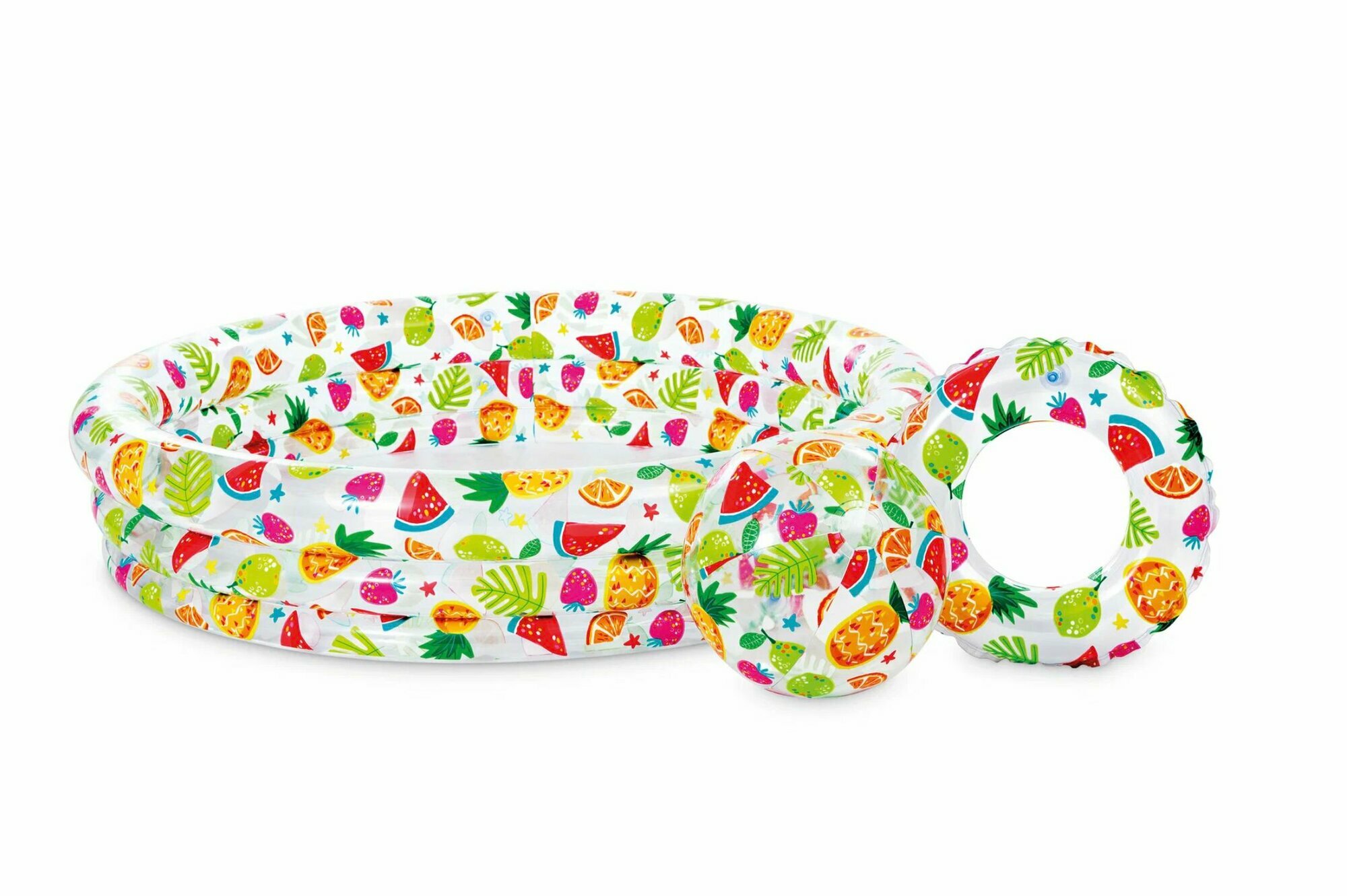 Набор "Ананас" Бассейн с мячом и кругом, 132х28 см, возраст от 2 лет, INTEX 59469