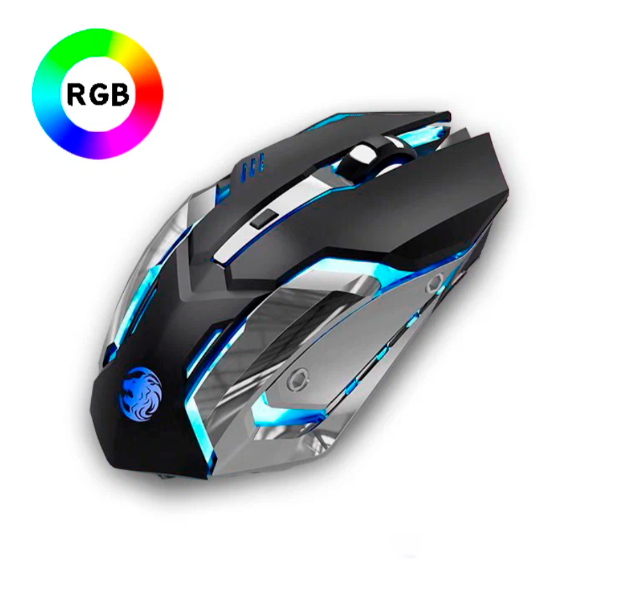 Механическая беспроводная мышь EWEADN G305, бесшумная, игровая, с подсветкой RGB, Черный-серебро-2