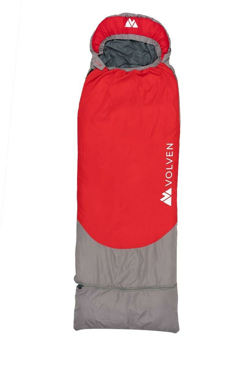 Decathlon Туристический спальный мешок, детский Volven Junior, регулируемая длина 130-160 см, красный