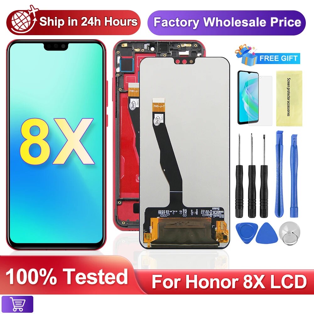 Дисплей AAA + для Huawei Honor 8X ЖК-дисплей JSN-L22 JSN-L21, дигитайзер сенсорного экрана для Honor 8X, дисплей с запасной рамкой ORI Blue Frame