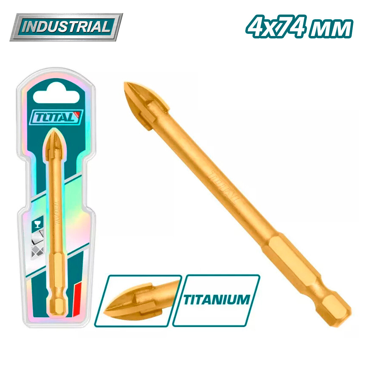 Сверло для плитки и стекла 4x74мм TOTAL TACG210412 (1шт.)
