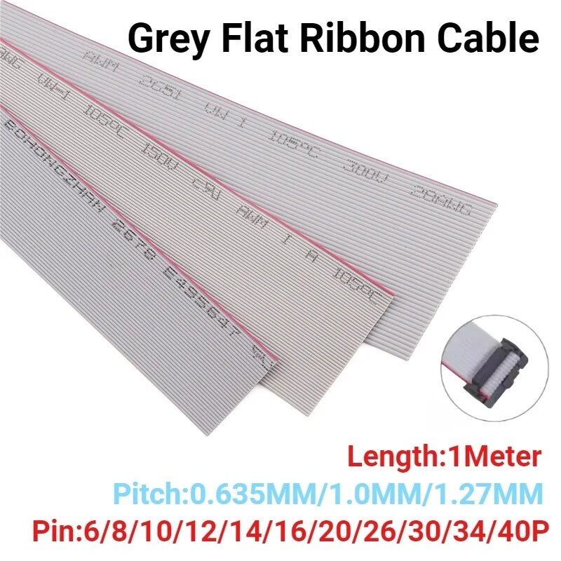 Серый плоский ленточный кабель 8/10/16/20/40 pin 28AWG для разъема IDC FC 20П, 1.0MM