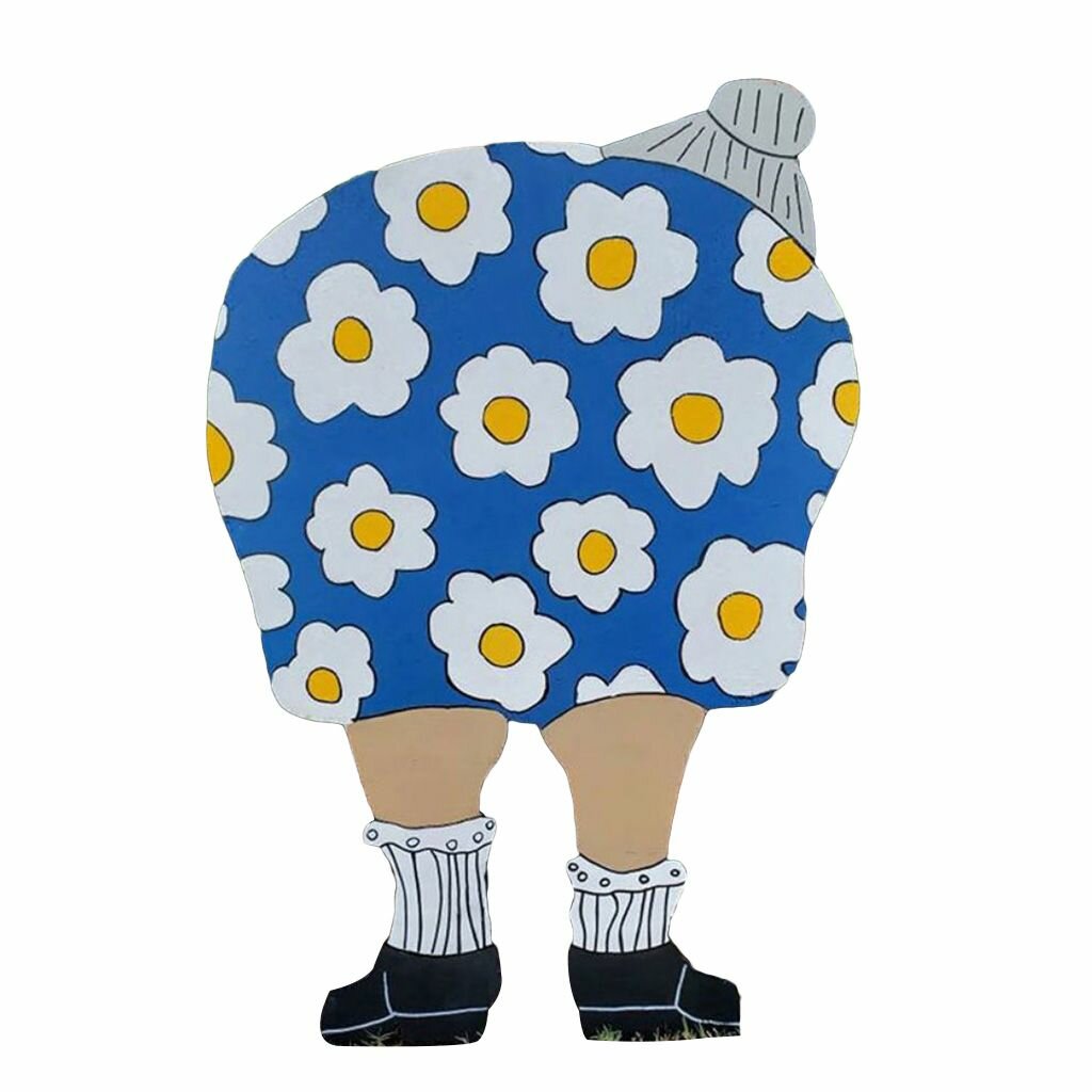 Садовая фигурка старушки из ПВХ для украшения дачи и сада, 40 см, синяя и розовая