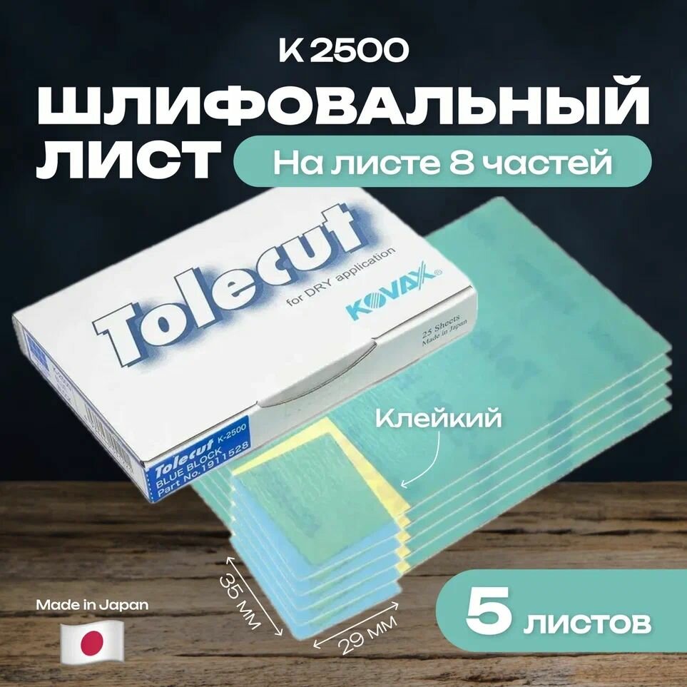 Лист клейкий Kovax Tolecut Blue K2500, голубой, 5 листов (по 8 наклеек 29*35мм)