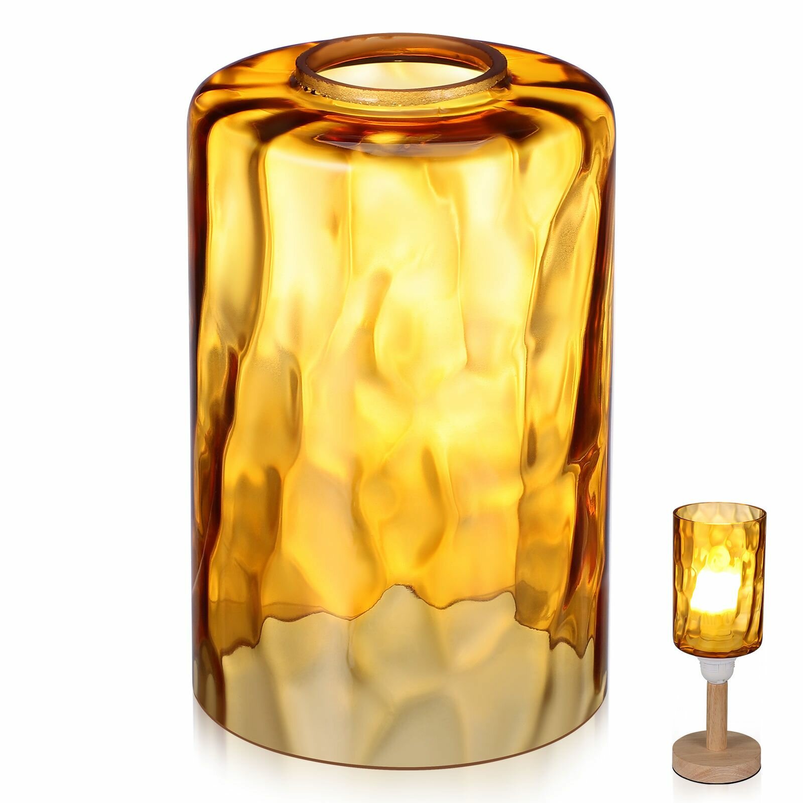 Ламповый Плафон Из Стекла Оранжевого Цвета Размером 15.00X10.00X10.00Cm Для Украсительного Освещения В Интерьере