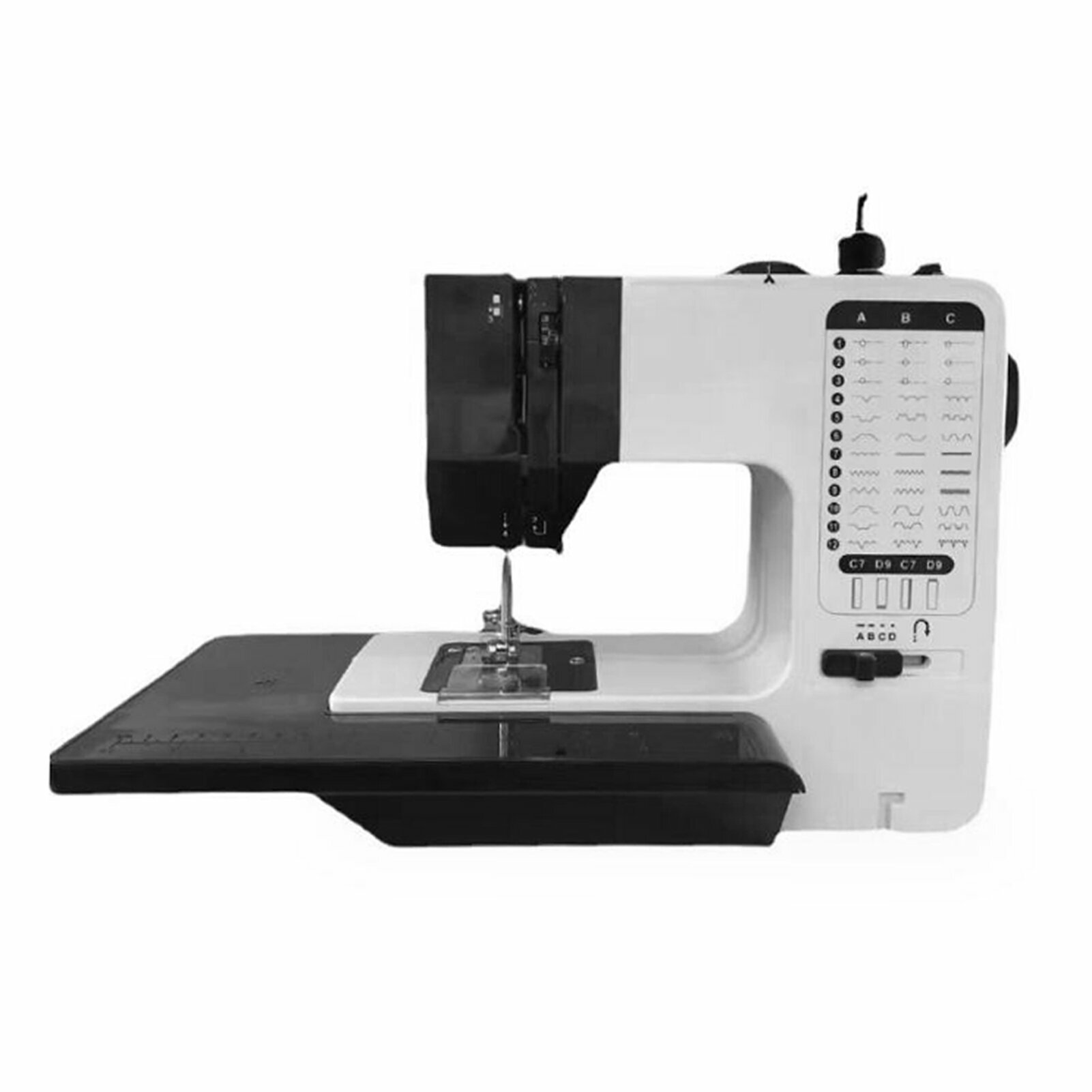 Портативная швейная машина с выдвижным столом, встроенная электрическая швейная машина на 38 стежков, двухскоростная регулируемая, поддерживает шитье в обратном направлении/автоматическую намотку нити/шитье рукавов со светодиодной подсветкой для начинающих