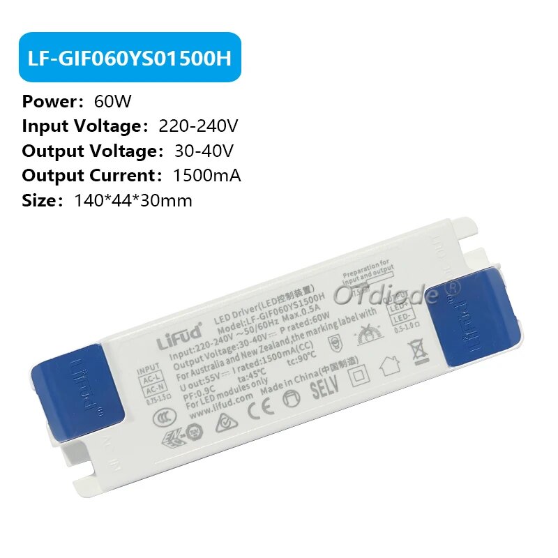 Трансформатор Lifud LF-GIRxxxYS 220В 25-60Вт LF-GIF060YS01500H, 1pcs