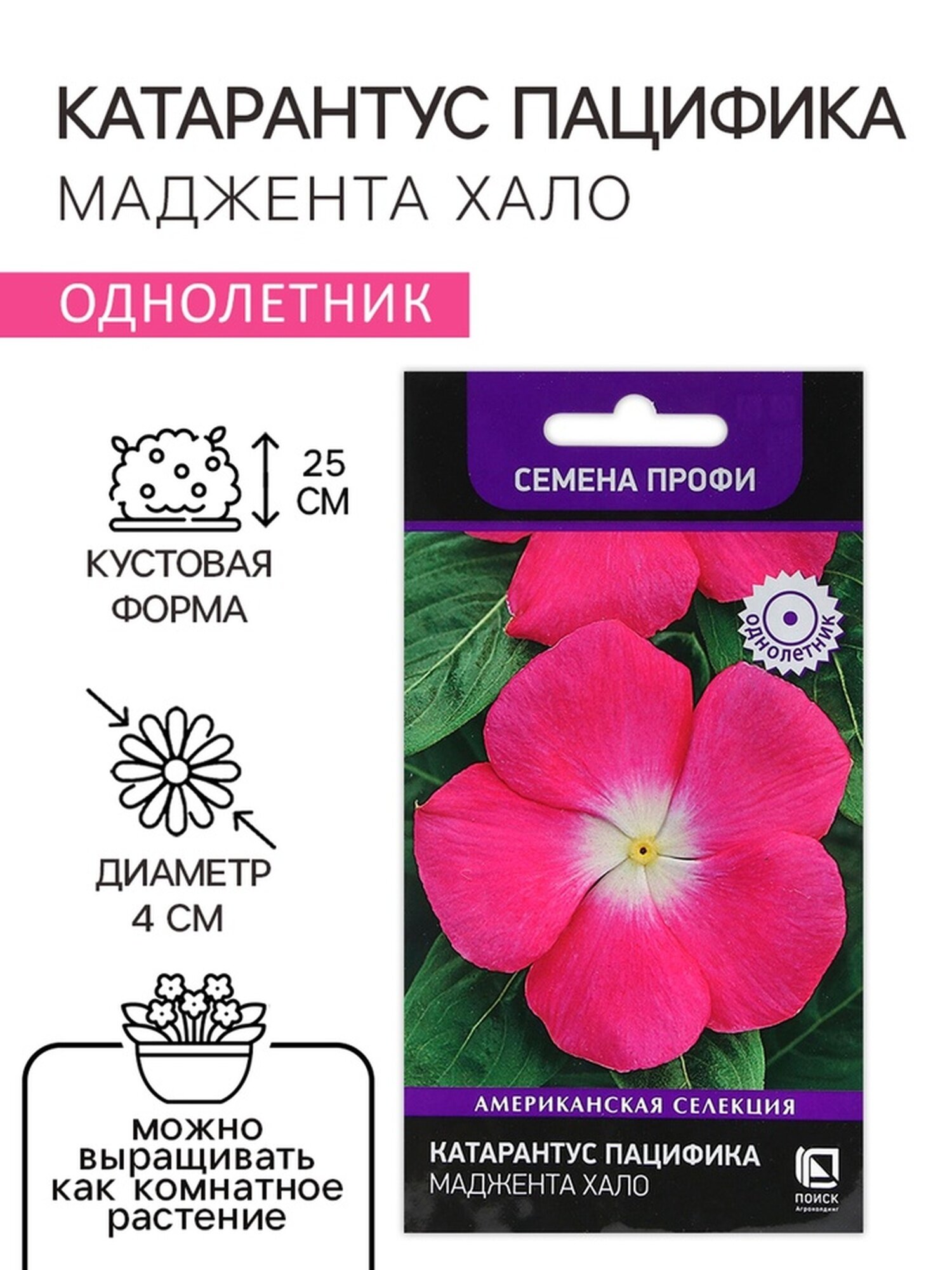 Семена цветов поиск "Катарантус Пацифика Маджента Хало", однолетние, 10шт