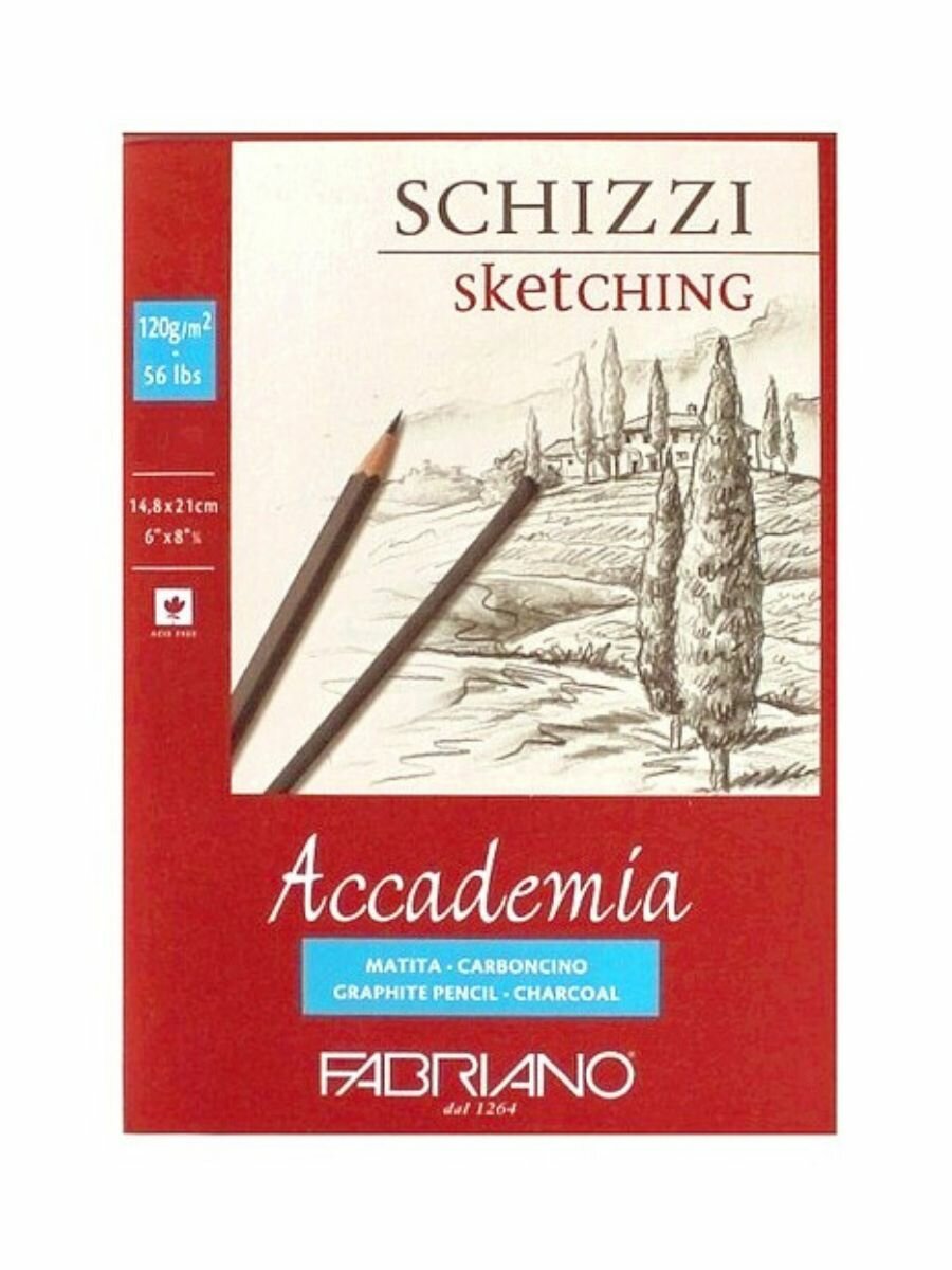 FABRIANO альбом для зарисовок, эскизов Accademia 120 г/м2, 50 листов 14.8 х 21 см, на спирали, 4412421