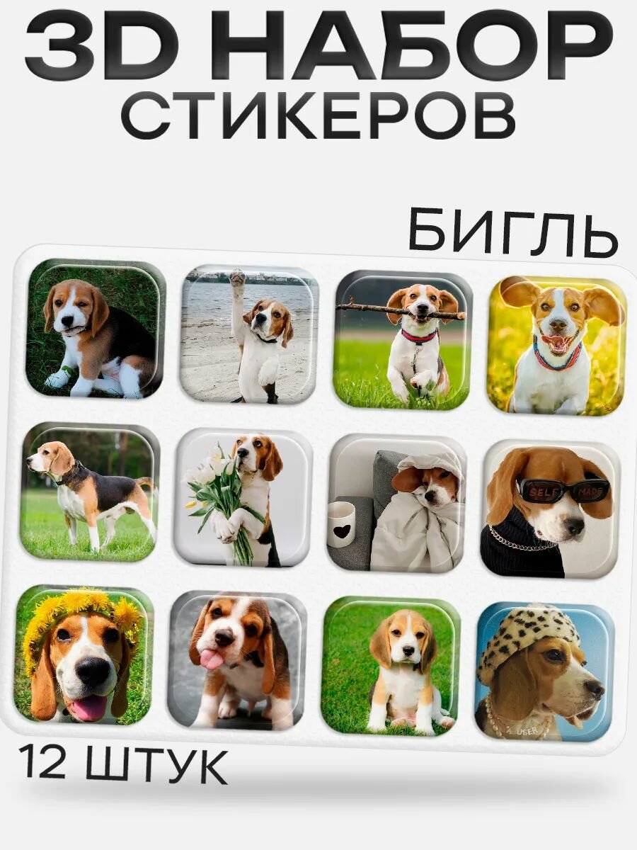 3D стикеры на телефон Бигль