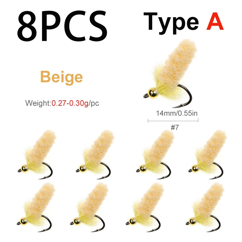 Муха для рыбалки Type A, Beige, 8PCS, #7