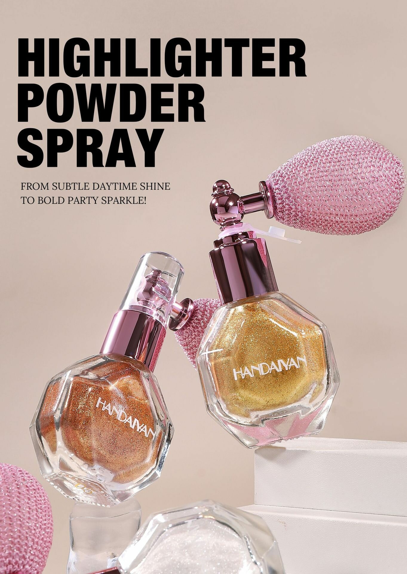 Сверкающий спрей-хайлайтер для тела и аэрозольный -распылитель-стойкий 3d-блеск на 24 часа, гидрофобизирующая формула с экстрактом жемчуга