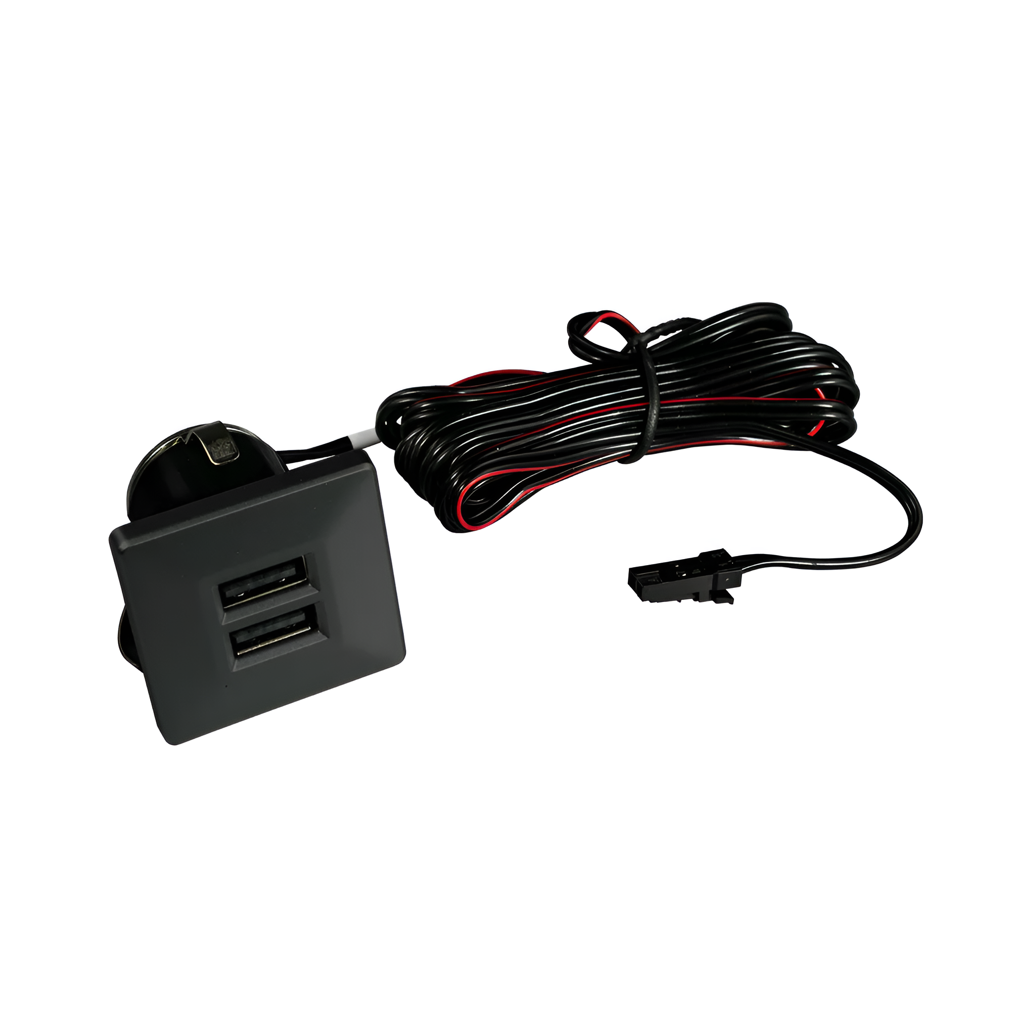 Врезное USB зарядное устройство 2 x USB (S) + сетевой адаптер 220В 2 метра, встраиваемое в стол, в столешницу, в мебель