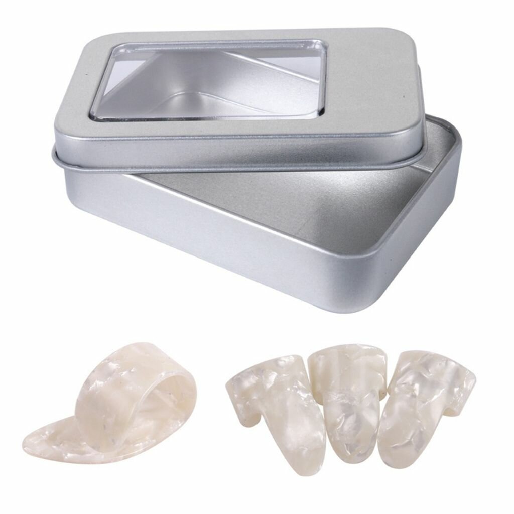 4 шт. Средние плоские накладки для пальцев и большого пальца для гитары, долговечные, Белый