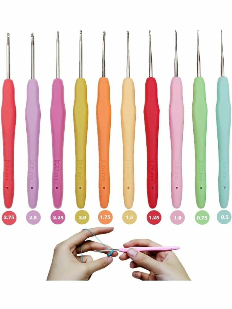 10 шт./компл. Маленьких крючков разного размера для вязания крючком с резьбой 0,5 мм 2,75 мм