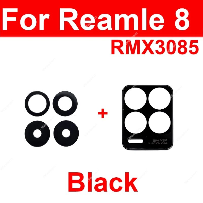 Стеклянный объектив задней камеры для OPPO Realme 8 8Pro 8i 4G 5G, объектив задней камеры с наклейкой, запасные части 8-Black