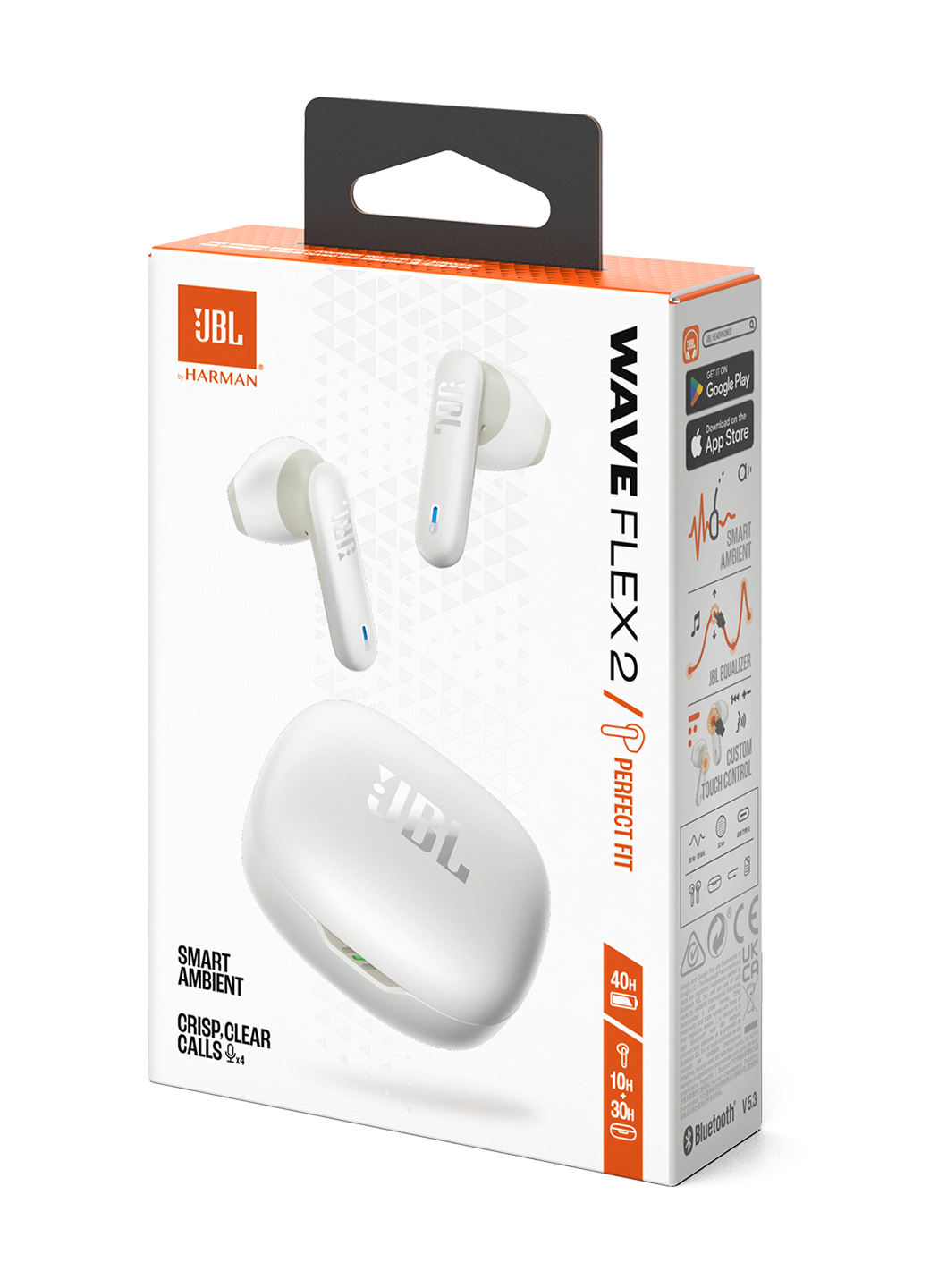 Наушники беспроводные JBL Wave Flex 2, белый, шумоподавление