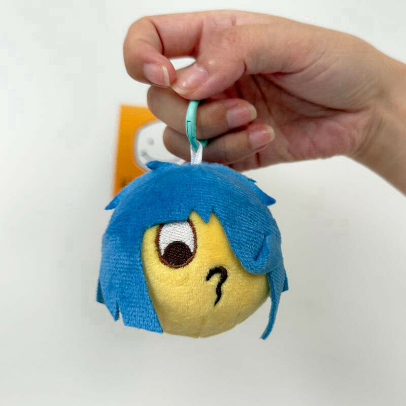 Подушка сатин с эмодзи и коротким плюшем для дома и отдыха синий модель а 28 см