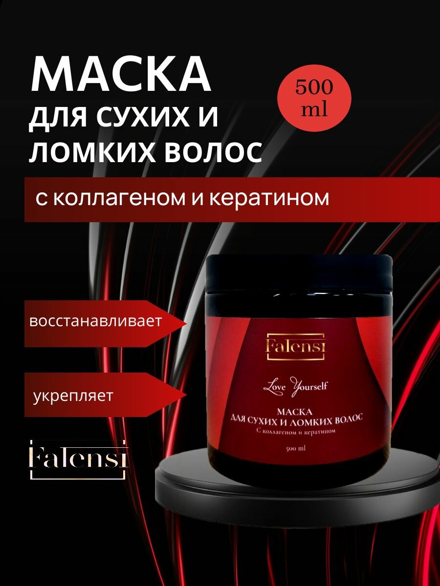 Маска для сухих и ломких волос с коллагеном и кератином, 500 мл