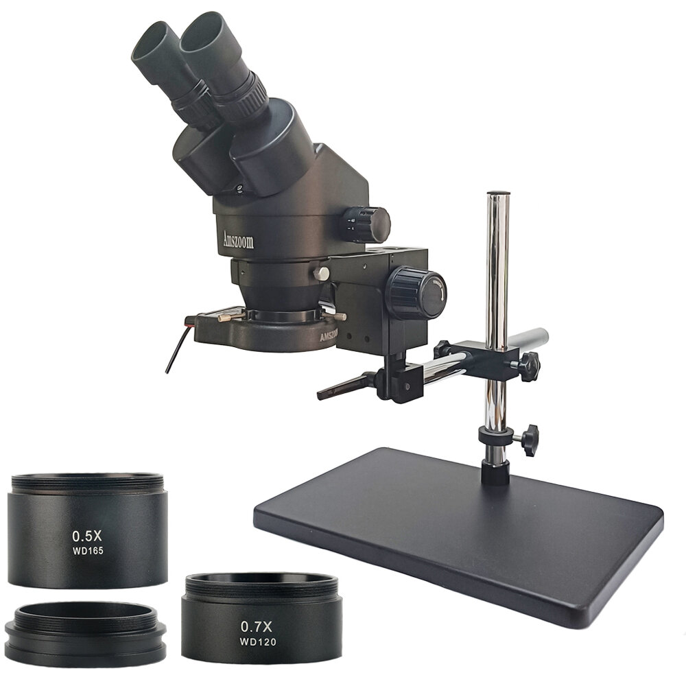 7X-45X Industrial Binocular Stereo Microscope Magnification 56 Adjustable LED Lights Professional Phone Soldering Repair