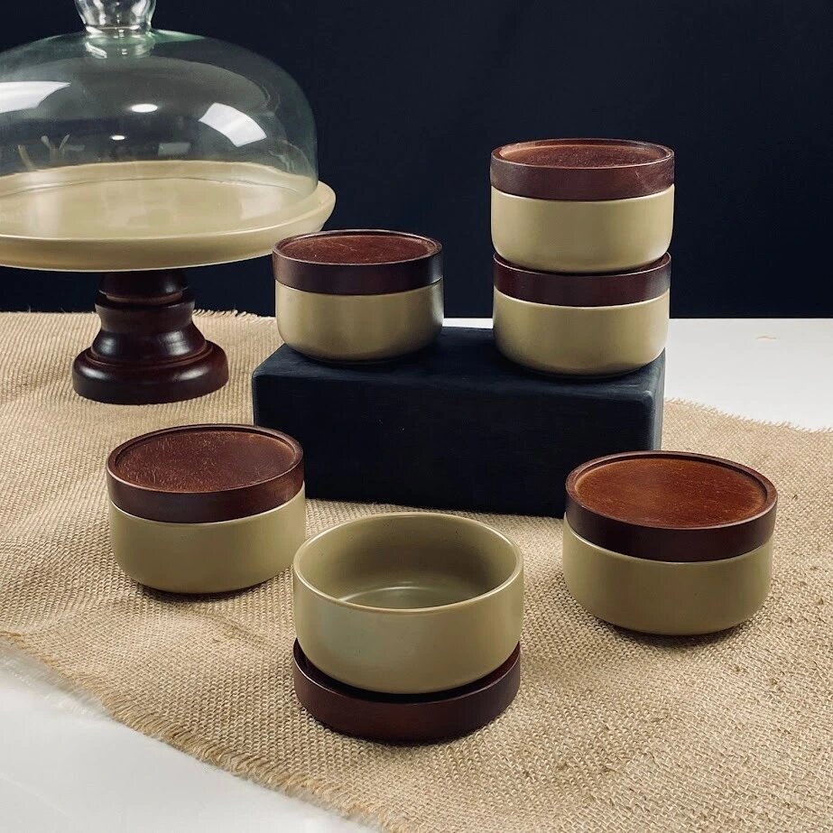 Набор из 6 салатников 10см с крышками/подставками TROPICAL Фарфор 235-133 118-235-133