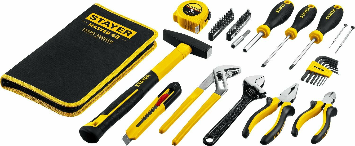 STAYER Master-40, 40 предм, универсальный набор инструмента для дома (22052-H40)