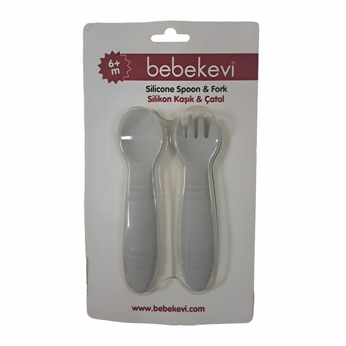 Набор приборов Bebekevi силиконовые ложка и вилка Серый