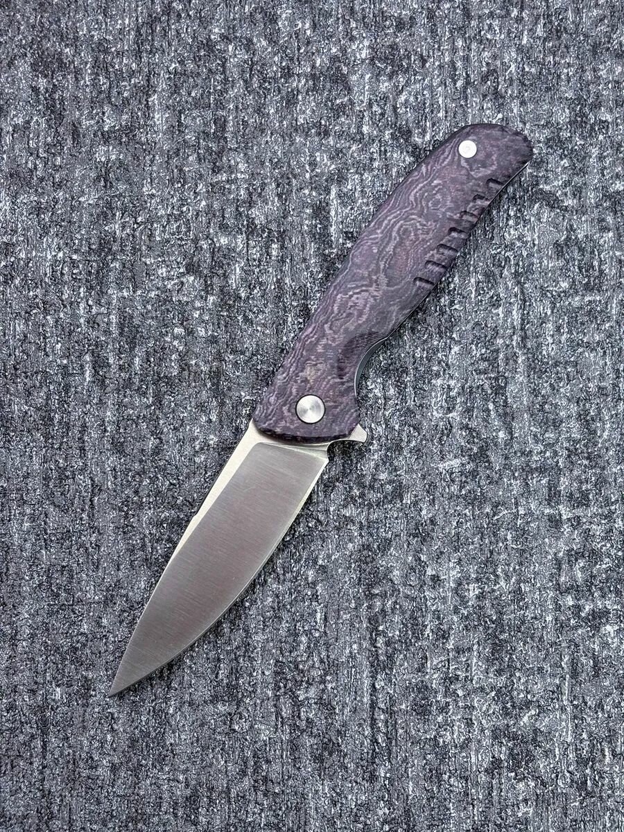 Складной нож флиппер DAMASCUS фиолетовый 22 см