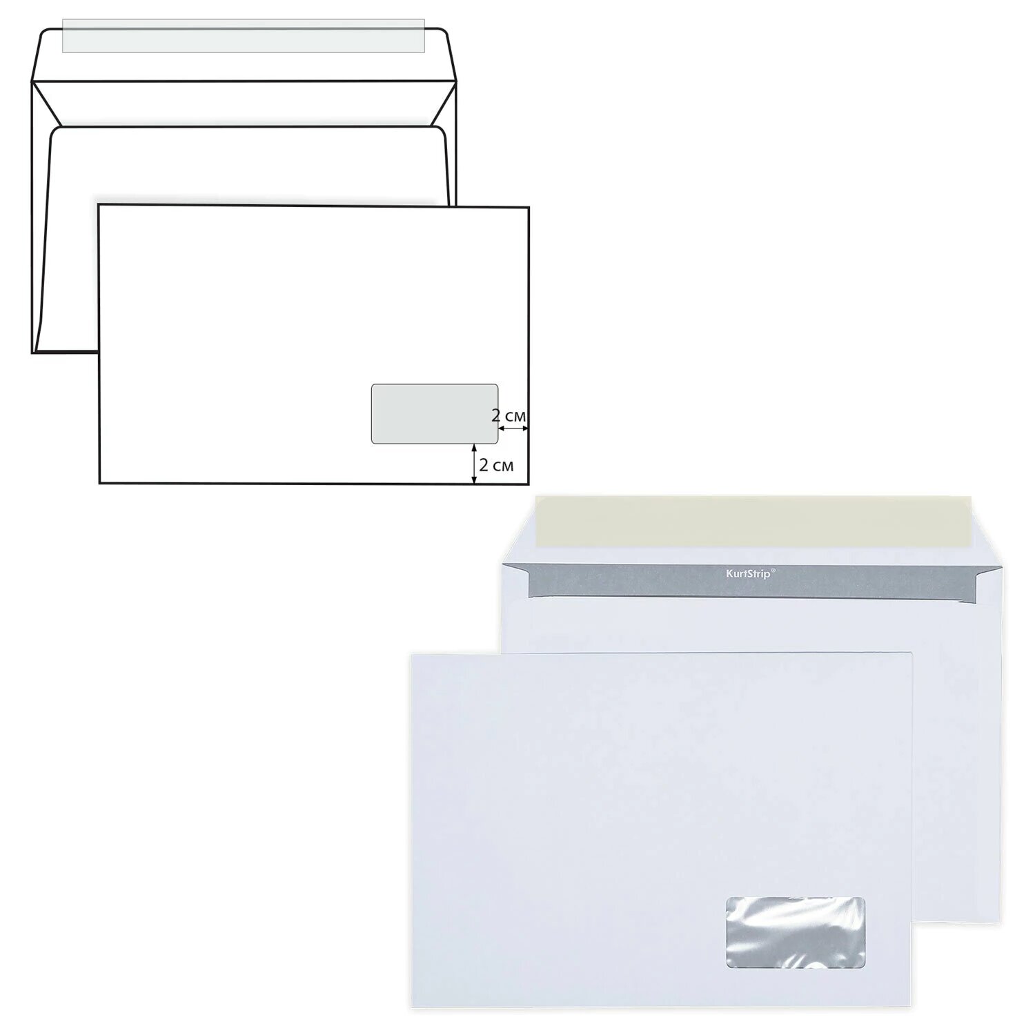 Конверты С5 (162229 мм) правое окно, отрывная лента, 80 г/м2, комплект 1000 шт, внутренняя запечатка С5.03СО