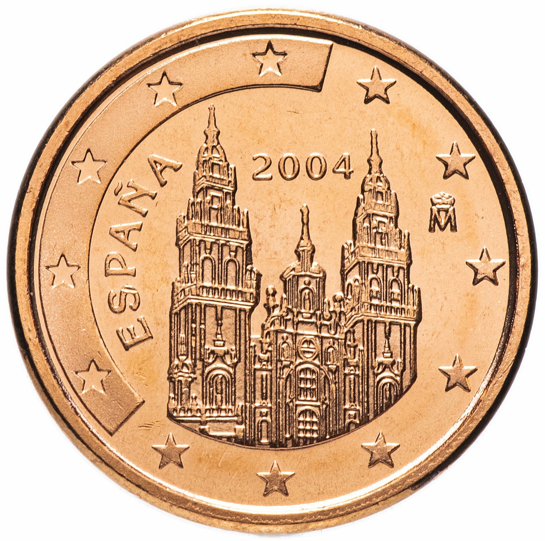 Испания 1 евроцент cent 2004, Сталь, в сохранности UNC
