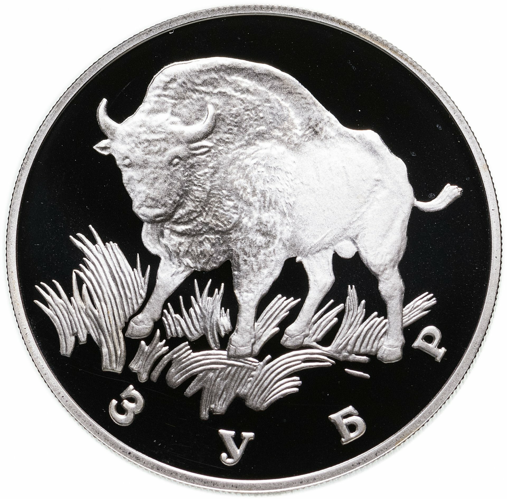 1 рубль 1997 ЛМД Proof "Красная книга - Зубр", Серебро 900