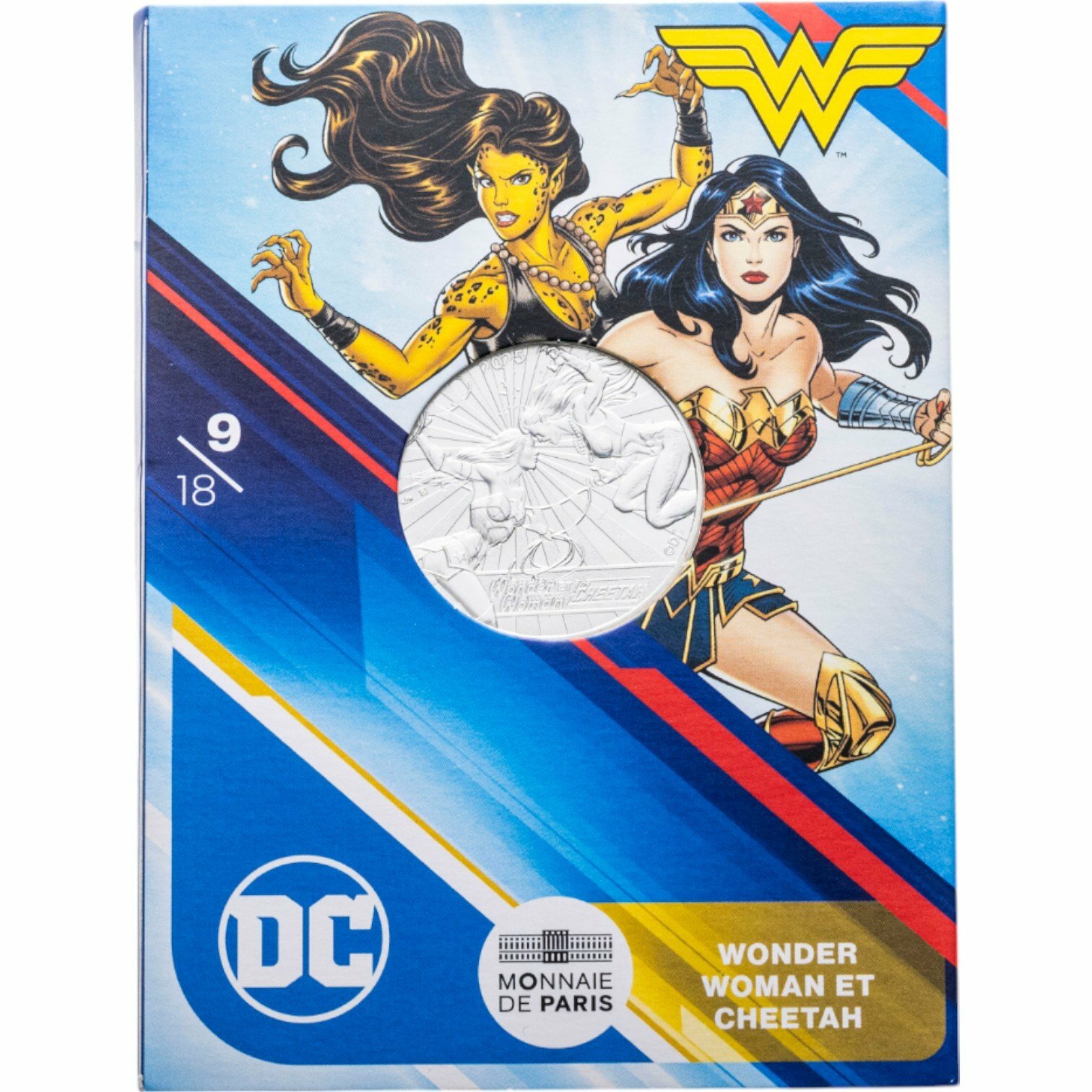 Франция 10 евро 2025 "Комиксы DC - Чудо-Женщина и Гепард" в буклете, Серебро 333, в сохранности BUNC