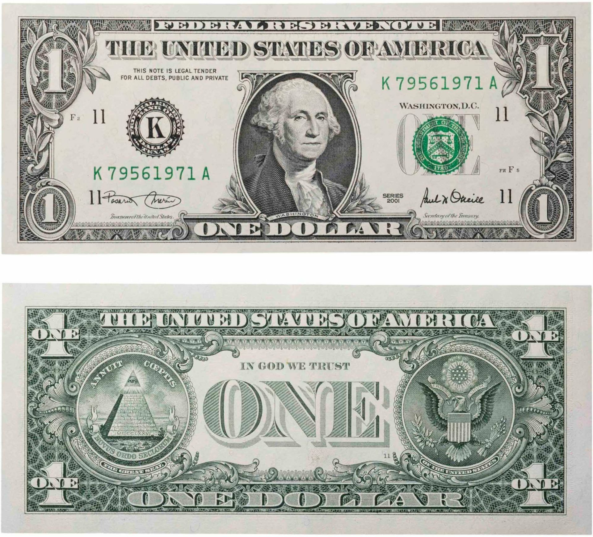 США 1 доллар 2001 Pick 509 K-Даллас "FW" Fort Worth