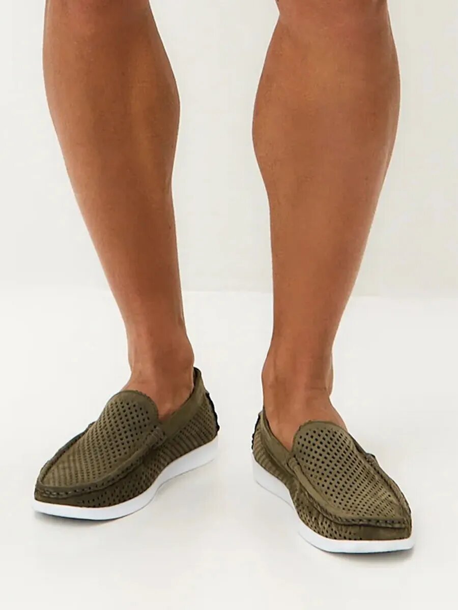 Мокасины кожаные летние с перфорацией