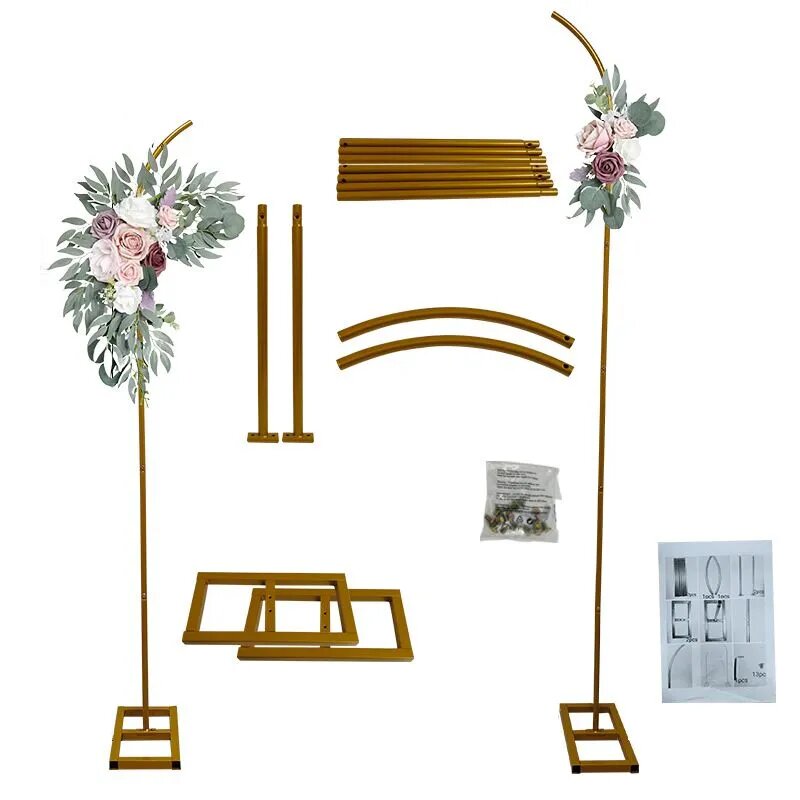 Каркас для фотозоны с цветами, арка для шаров, золотистый, для праздника